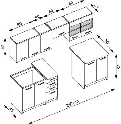 HALMAR AMANDA 1 kuchyně 260