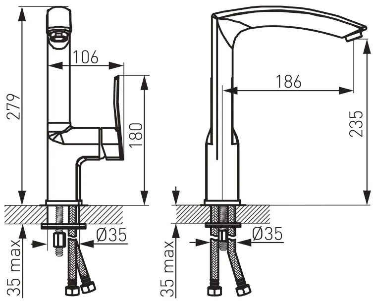 F-Design Avanza, stojánková dřezová baterie, chrom lesklý, FD1-A04-4-11