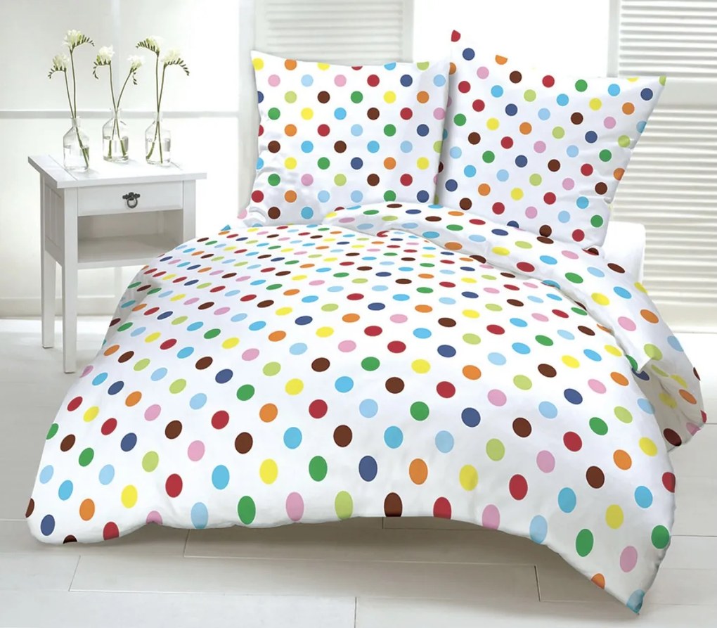 Povlečení bavlněné Rainbow dotts TiaHome - 1x Polštář 90x70cm, 1x Přikrývka 140x200cm