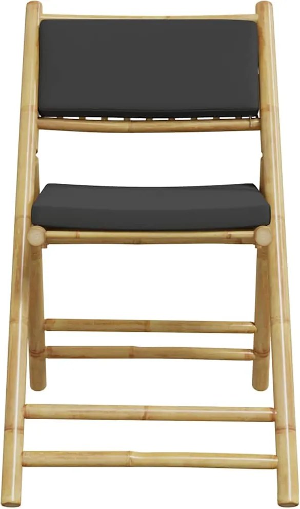 3dílný skládací bistro set s tmavě šedými poduškami bambus 3208940
