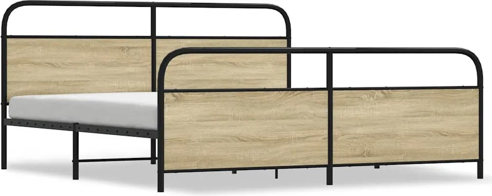 Kovový rám postele bez matrace dub sonoma 180 x 200 cm 3318652