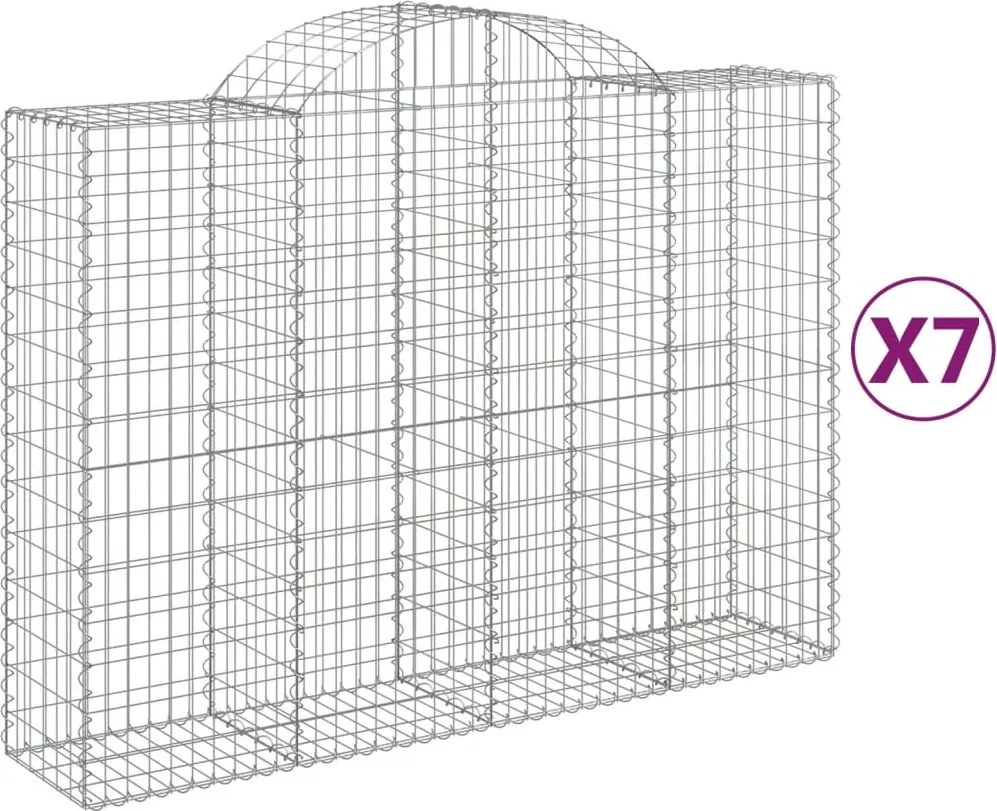 Klenuté gabionové koše 7 ks 200x50x140/160cm pozinkované železo 3146367