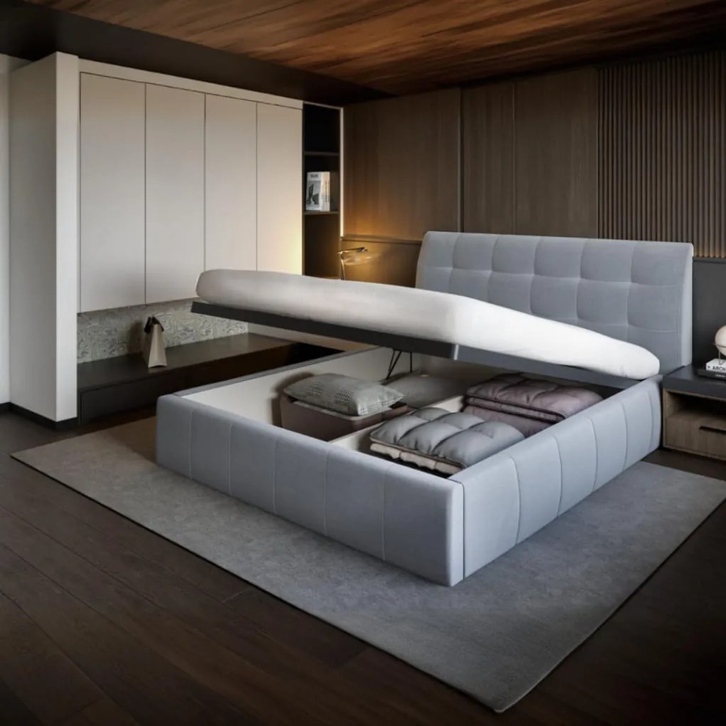 MOS Čalouněná postel LETTO Vogue 140x200 cm Barva látky Vogue: Černá (Vogue 18)