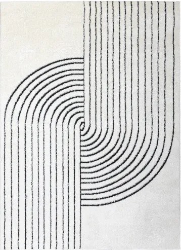 Dywany Łuszczów, Kusový koberec Mode 8587 geometric cream/black, 120x170, béžová, chodba / předsíň
