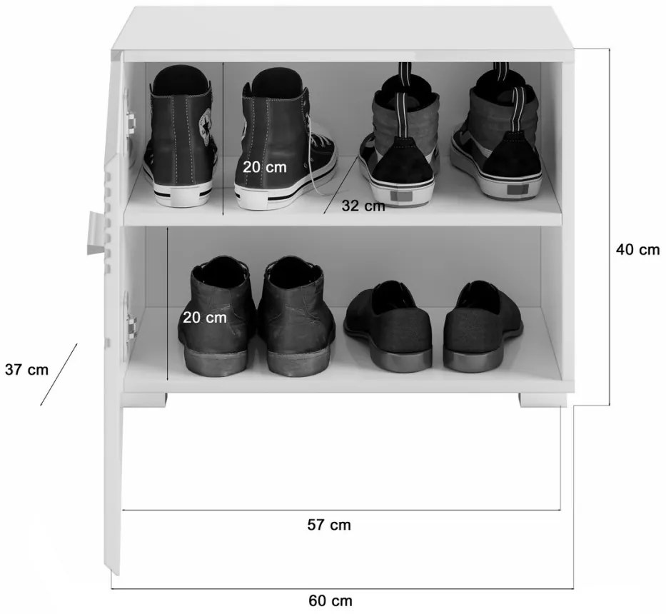 Předsíňová lavice s botníkem Linus, bílá lesk