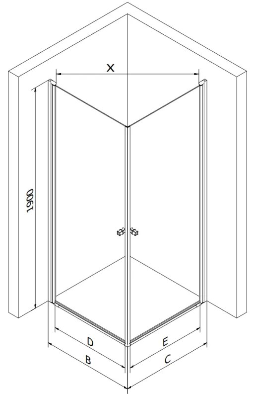 Mexen Pretoria Duo sprchový kout s otočnými dveřmi 100 x 90 cm, průhledné, Chromovaná - 852-100-090-02-00