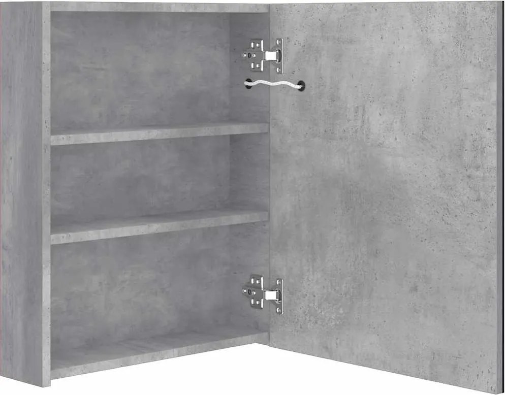 LED koupelnová skříňka se zrcadlem betonově šedá 50x14x60 cm 326479
