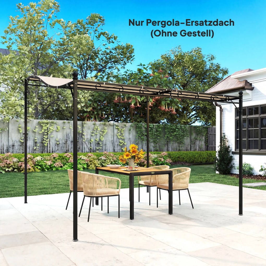 Outsunny náhradní střecha na pergolu, 298 × 293 cm – sluneční clona pro pergolu 3 × 3 m, krémově bílá