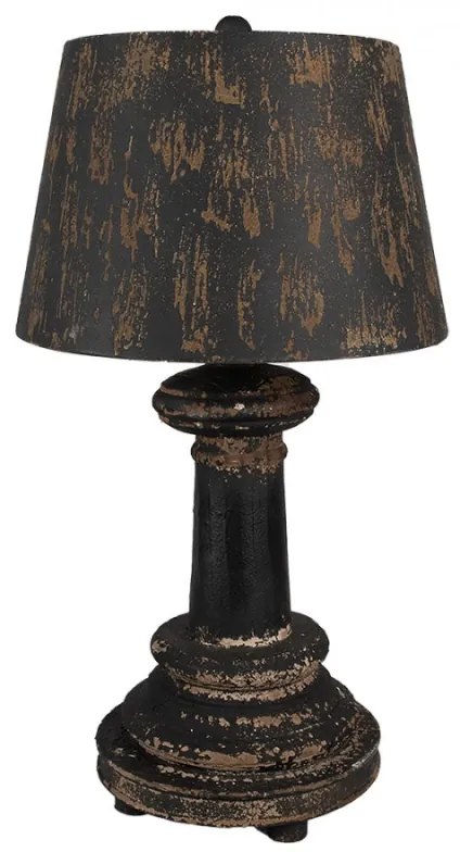 Černá kovová stolní lampa s dřevěnou nohou Pascal – 35x64 cm