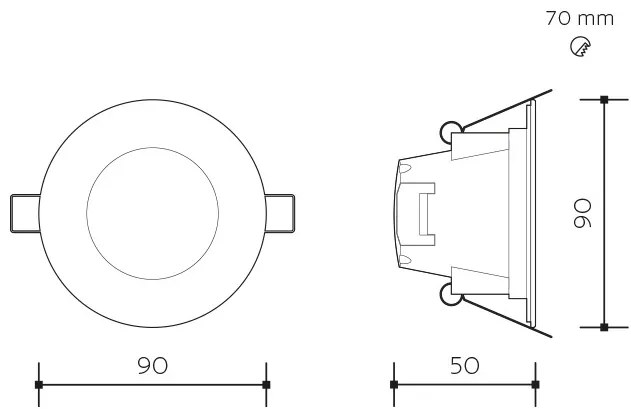 PANLUX Pevný LED podhled SPOTLIGHT IP65 ROUND bodovka, stříbrná broušená - neutrální