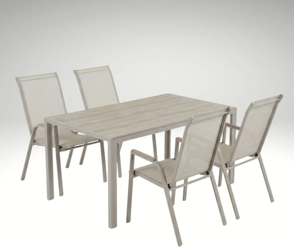 Vikio Zahradní jídelní set 150x90 pro 4 osoby bežová AZS156BE-4