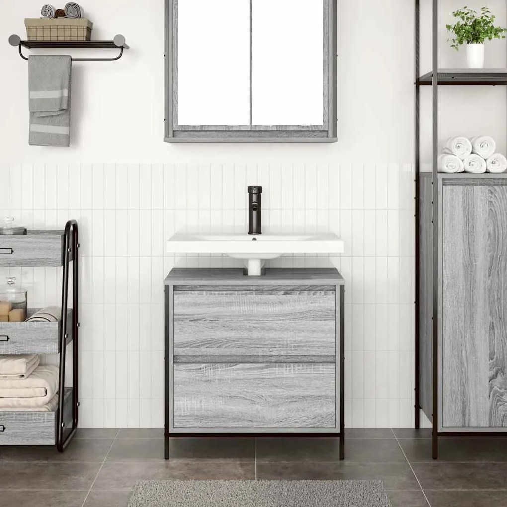 Koupelnová Skříňka S Umyvadlem A Zásuvkami Grey Sonoma