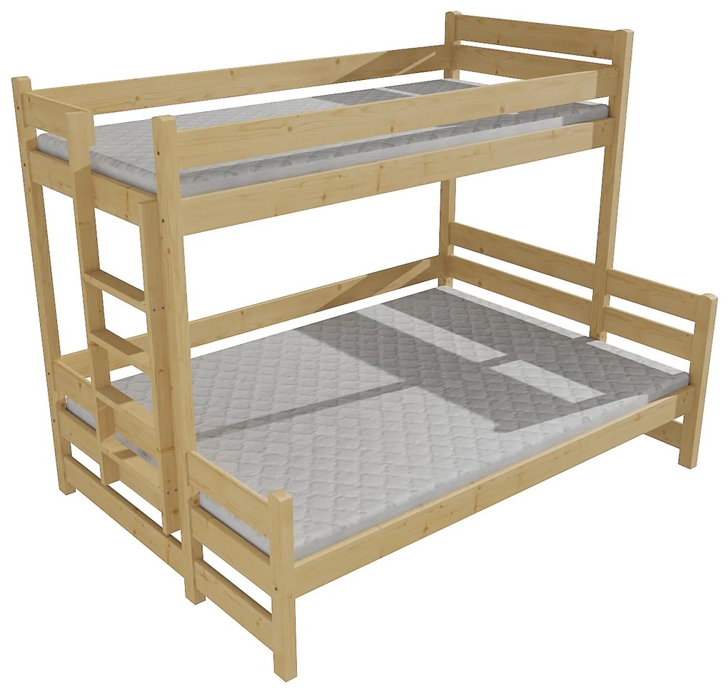 Vomaks Patrová postel s rozšířeným spodním lůžkem PPS 003 Rozměr: 90/140 x 200 cm, Barva: moření dub, Varianta: vlevo