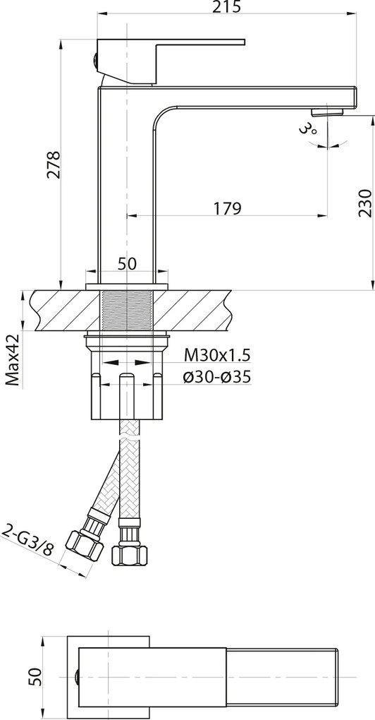 Sapho CUBEMIX stojánková umyvadlová baterie vysoká bez výpusti chrom CM006