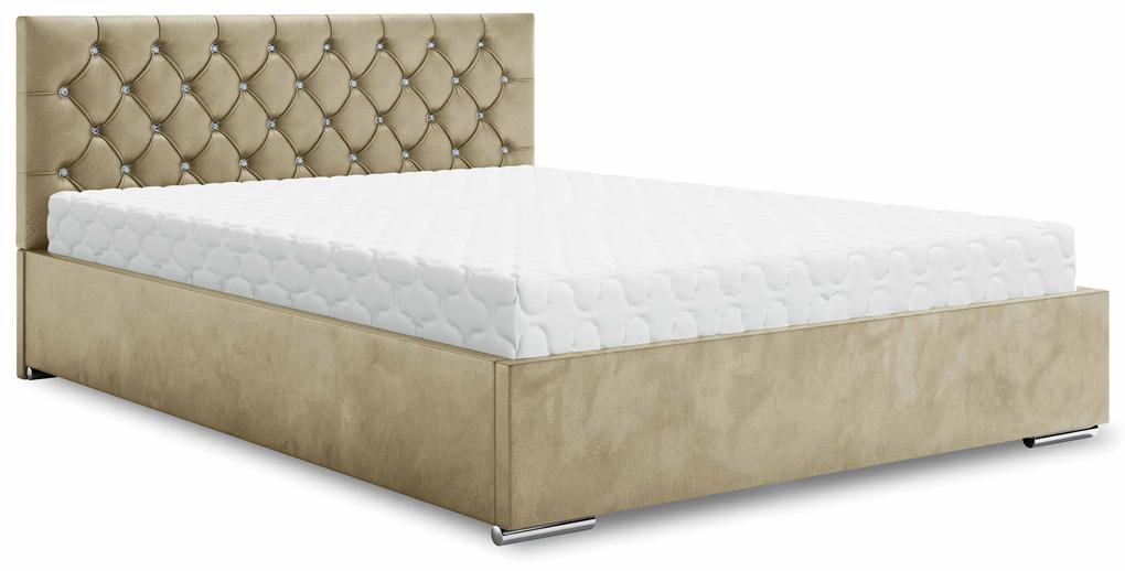 Manželská postel 140 cm Kerry (béžová) (s roštem a úložným prostorem). 1047011