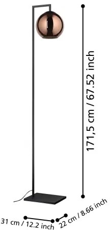 Eglo 390253 - Stojací lampa CORDOBA 1xE27/40W/230V měděná
