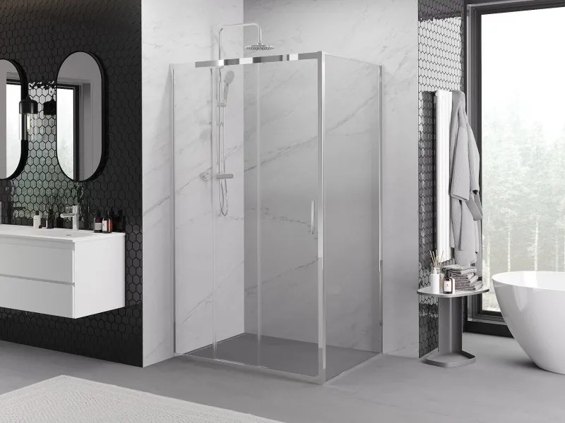 Mexen Exo, posuvná sprchová kabina, dveře 85 cm + boční stěna 90 cm, transparentní sklo, chrom, 8153-085-090-01-00