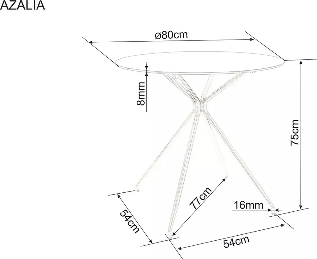 Jídelní stůl Azalia 80 cm čirý/zlatý