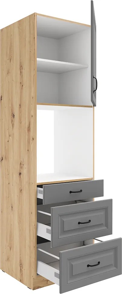 STILO ad | vysoká skříňka 60 DPS-210 3S 1F na vestavnou troubu | 60 cm | UNI dvířka | artisan/šedá