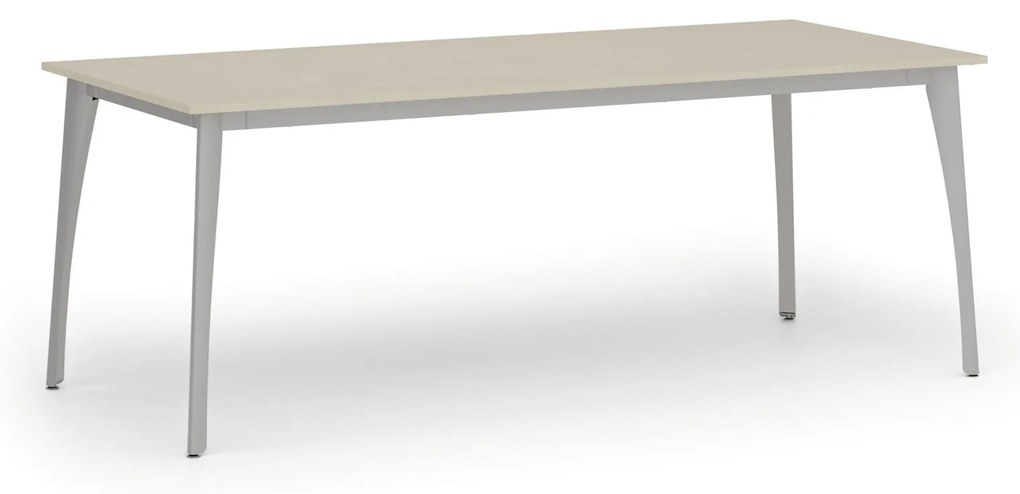 Jednací kancelářský stůl PRIMO OMEGA, 200x90 cm, šedá podnož, bříza