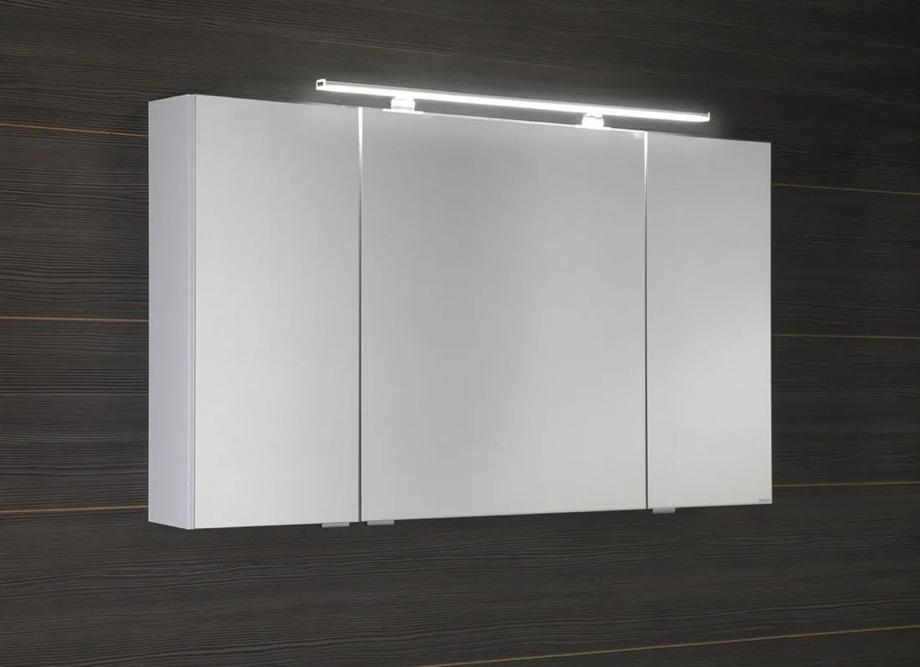 Sapho, RIWA galerka s LED osvětlením, 121x70x17cm, 3x dvířka, bílá lesk, RIW120-0030