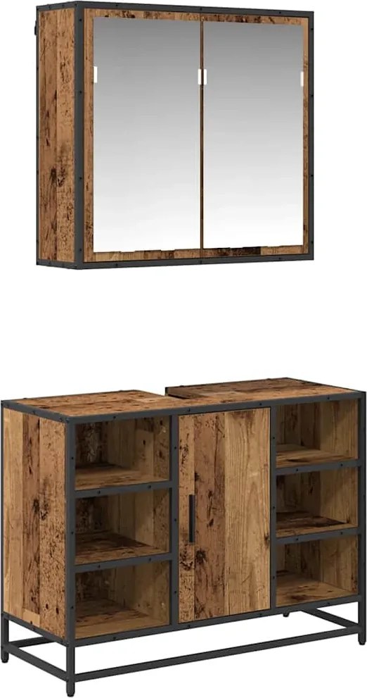Sada koupelnového nábytku 2 ks Staré dřevo 80 x 33 x 60 cm 3402459