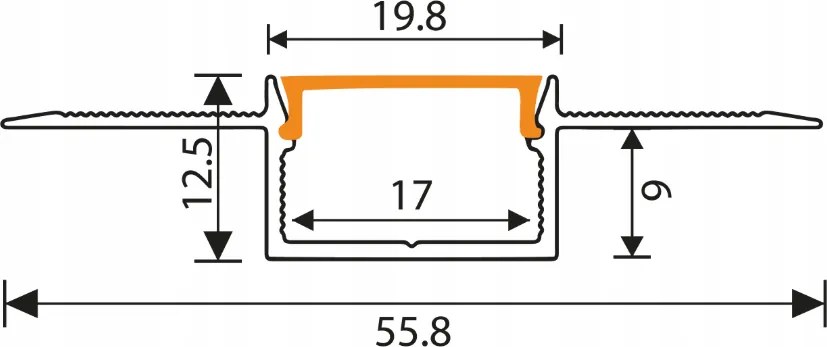 ECOLIGHT LED hliníkový profil 2m zapuštěný - SADA