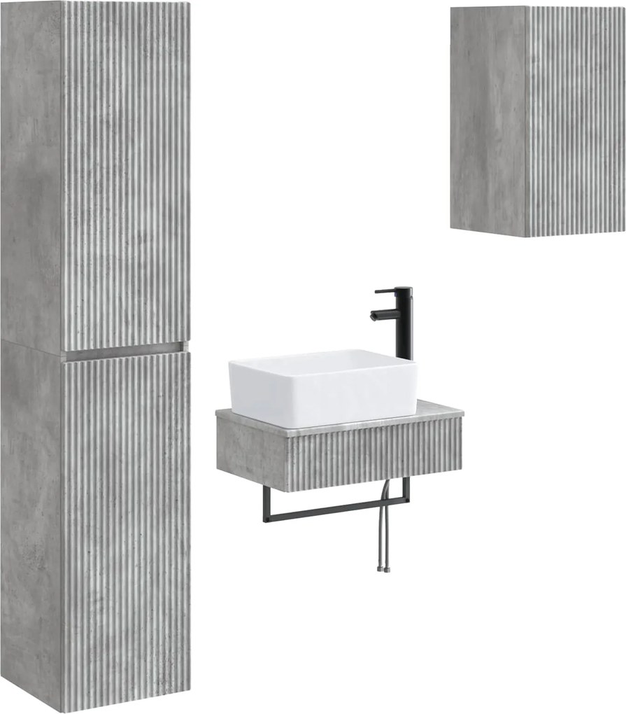 Sada koupelnového nábytku 3 ks Betonově šedá 33 x 34,5 x 160 cm 3406056
