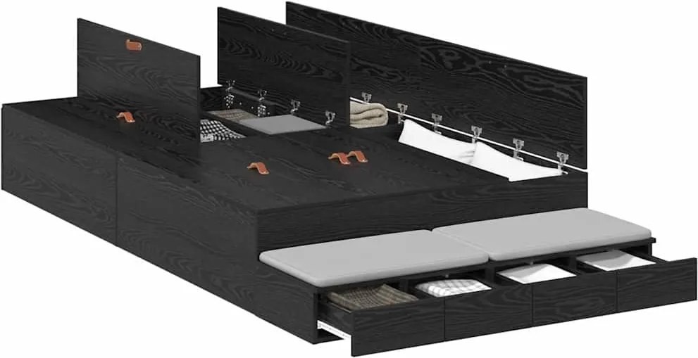 Rám postele s úložným prostorem se zásuvkou Černý dub 120 cm 3335630