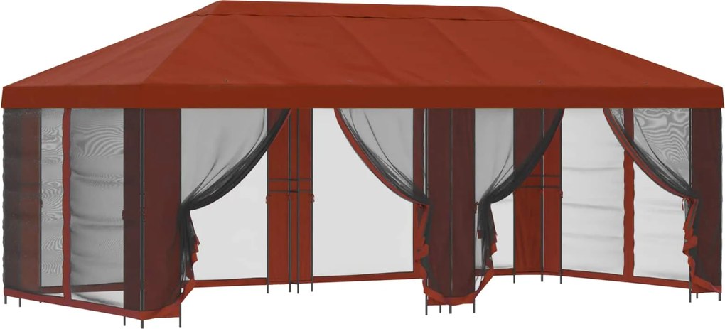 Zahradní altán se stěnami 6 x 3 m Cihlová Polyester a ocel 3376022