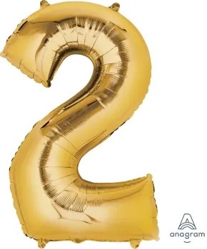 Amscan Balónek fóliový narozeniny číslo 2 zlatý 86cm