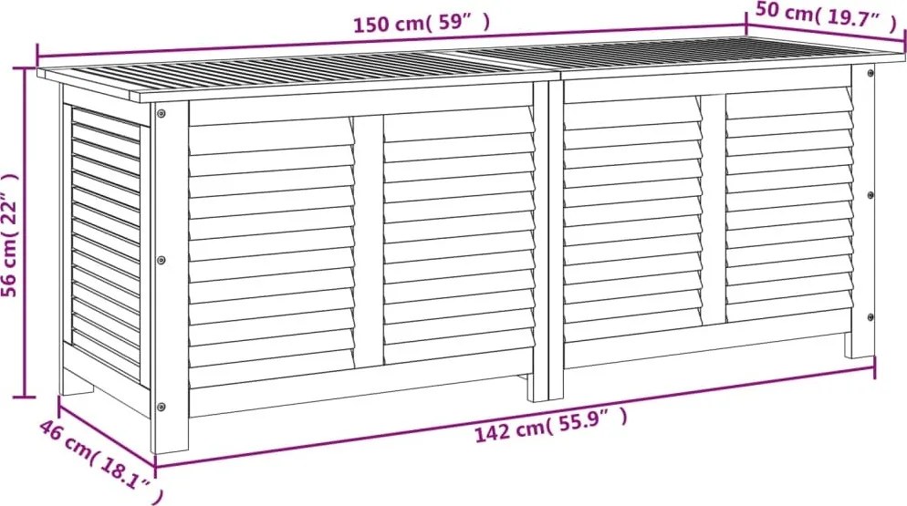 vidaXL Zahradní úložný box s lamelami 150 x 50 x 56 cm masivní akácie [365842]