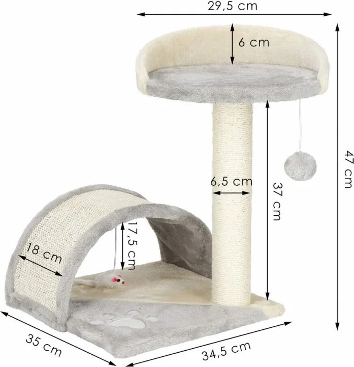 Škrabadlo pro kočky - Věž s tunelem 2 patra 47 cm SPRINGOS PA1034