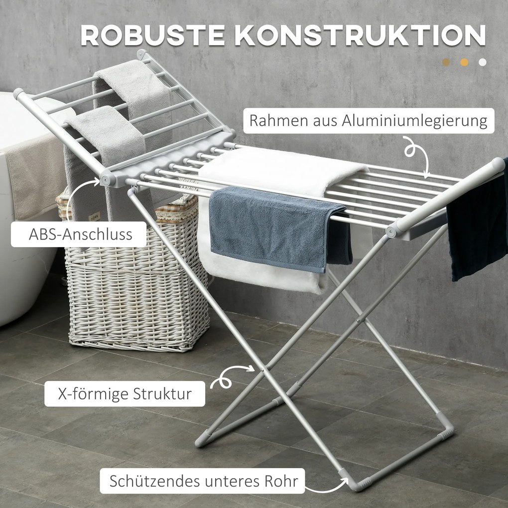 HOMCOM Sušák na prádlo s tepelnou funkcí, 45-55 ℃, skládací, 144L x 53B x 96V cm