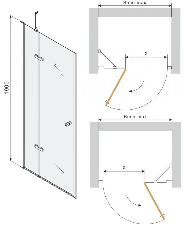 Sprchové dveře Mexen Roma 120 cm Black