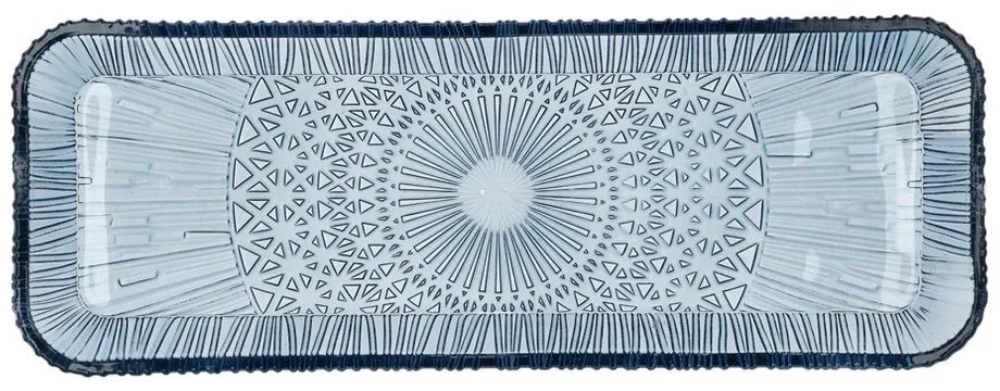 Modrý skleněný servírovací talíř 14x38 cm Kusintha – Bitz