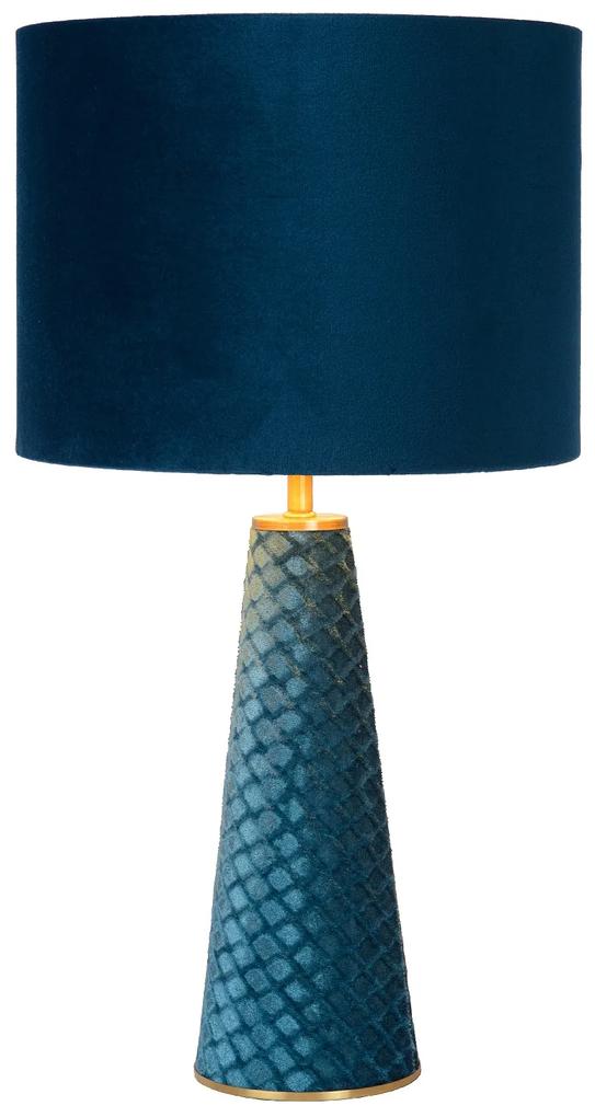 LUCIDE Stolní lampa Velvet Turquoise Blue, průměr 25cm