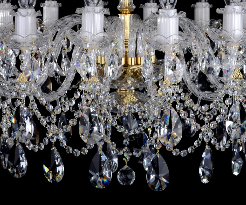 16 Arms luxury Crystal chandelier with twisted glass arms &amp; Cut almonds