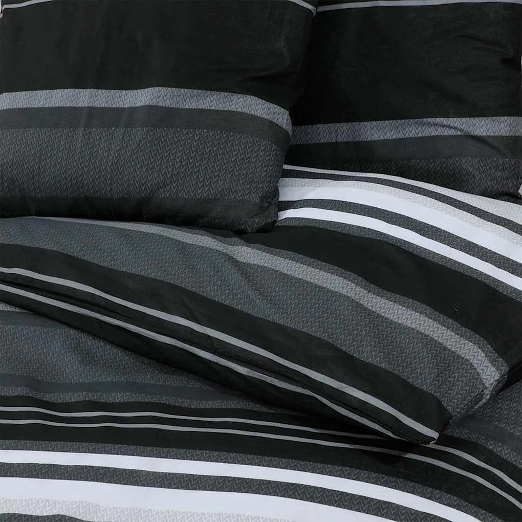 Sada ložního prádla černá a bílá 200 x 200 cm bavlna 136496