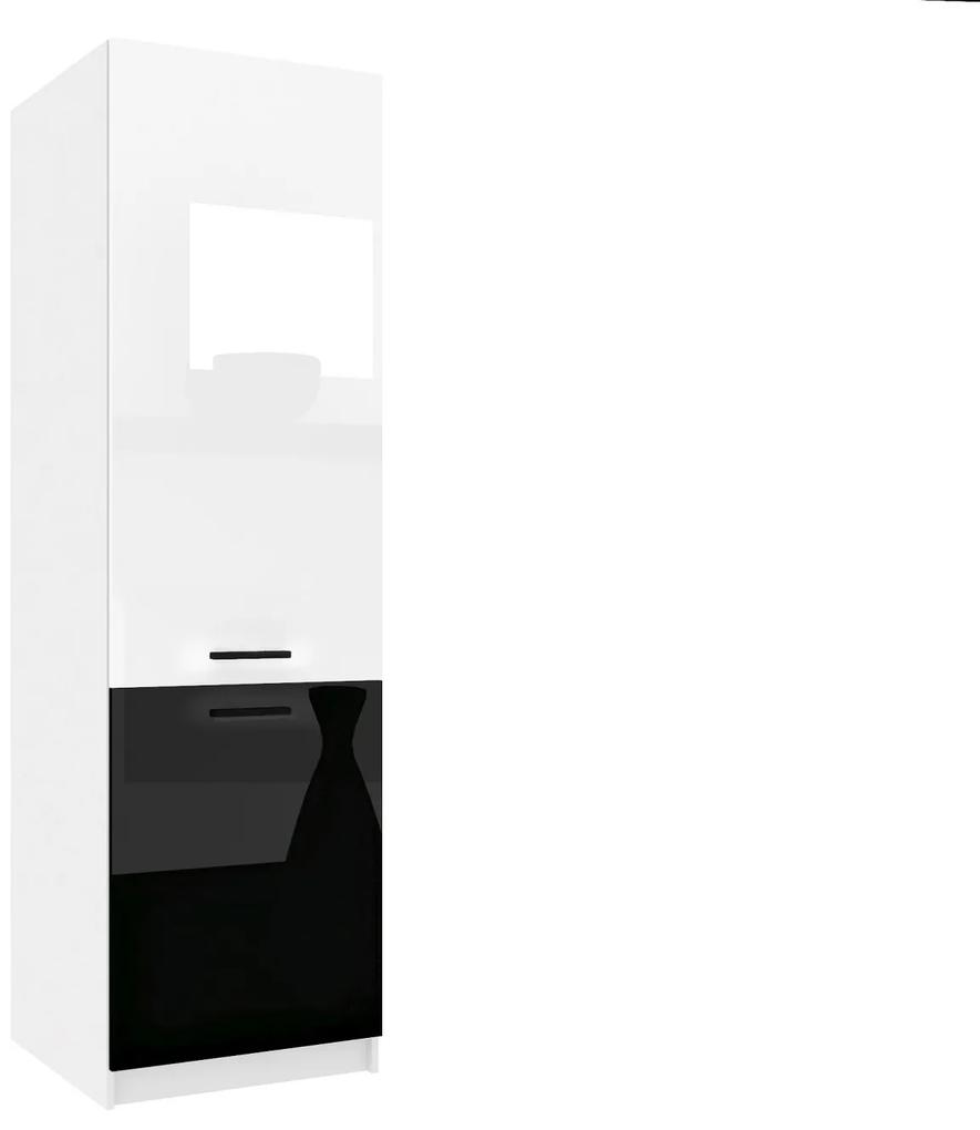 Vysoká kuchyňská skříňka Belini na vestavnou lednici 60 cm bílý lesk / černý lesk  INF SSL60/1/WT/WB/0/B1