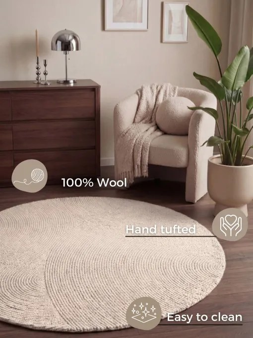 Koberec Hanse Home Calmio naturální / bílý kruh