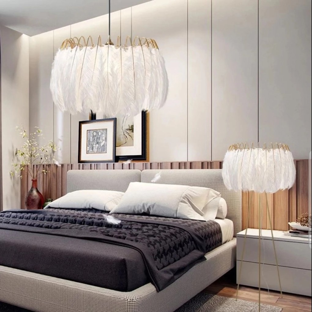 Toolight - Závěsné svítidlo Glamour 1xE27 392180, bílá-zlatá, OSW-07862
