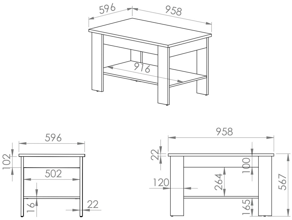 Konferenční stolek DIANDRA - dub artisan