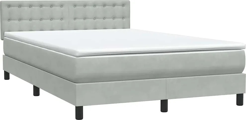 Box spring postel s matrací a LED světle šedá 160x210 cm samet 3317271