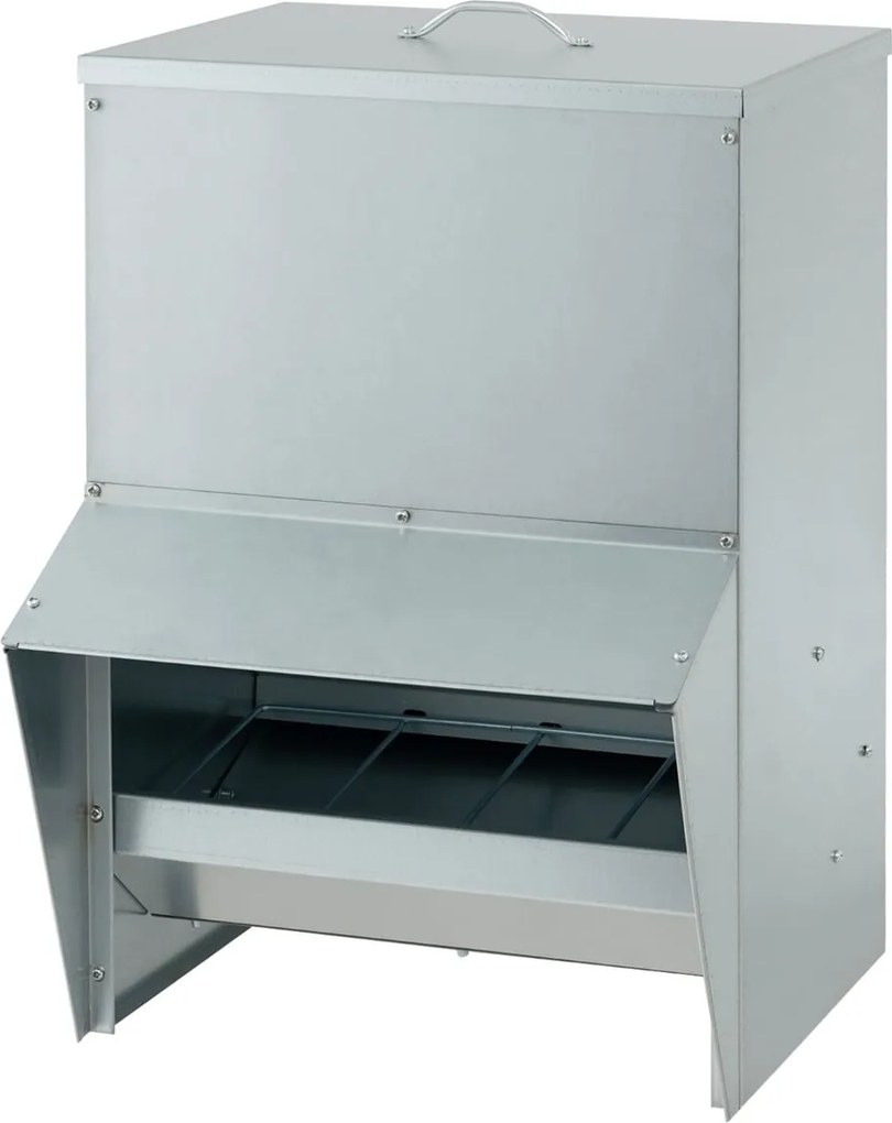 Costway Pozinkované krmítko pro kuřata s kapacitou 22 kg Nástěnné automatické