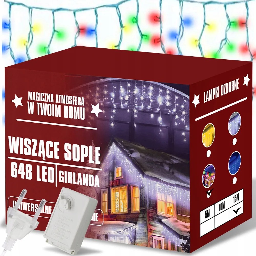 Led Světýlka Záclona Rampouchy Usb Vánoční Ozdobné 15M 230V