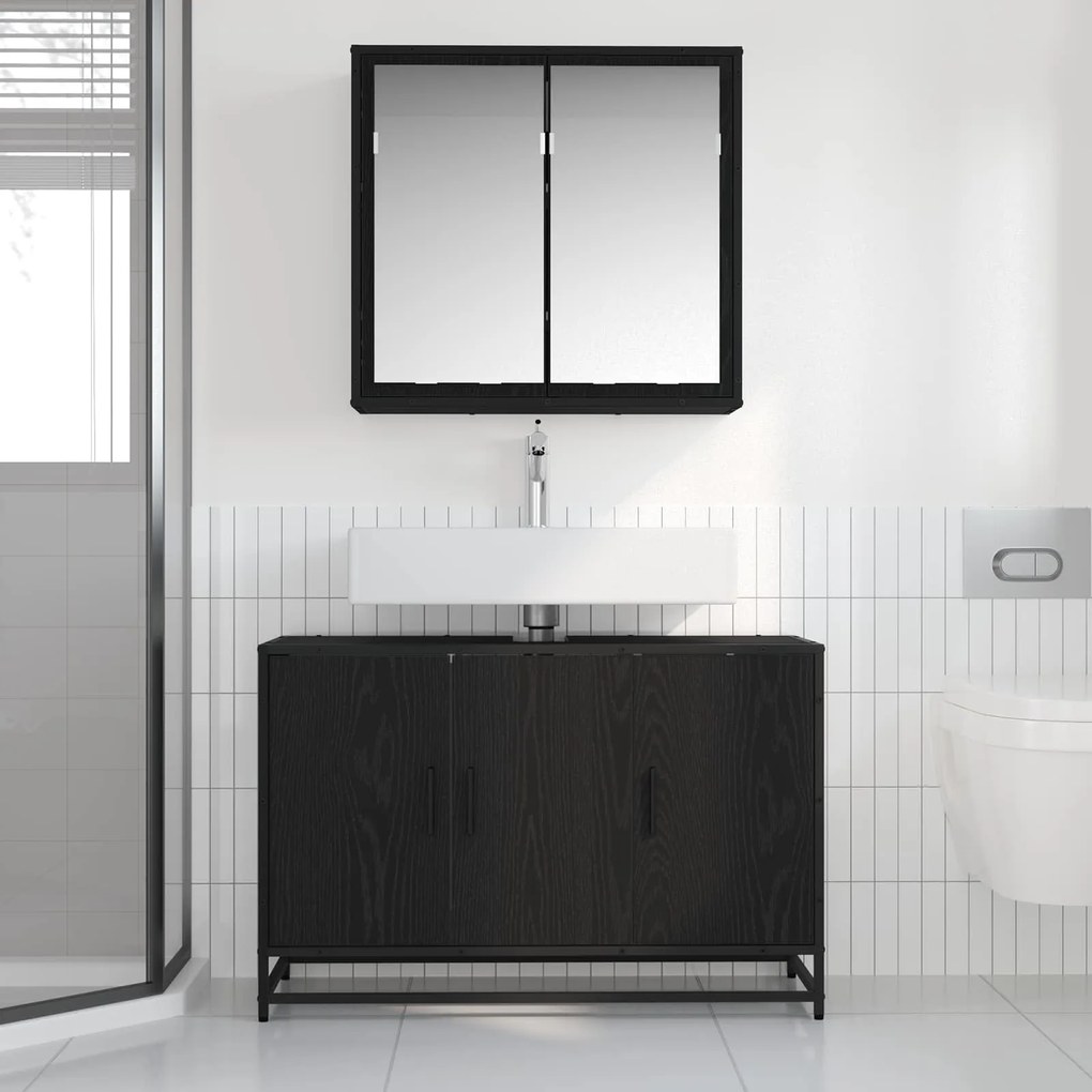 Sada koupelnového nábytku 2 ks Černý dub 90 x 33 x 60 cm 3402359