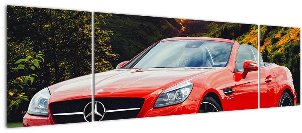 Obraz - červený Mercedes (170x50 cm)