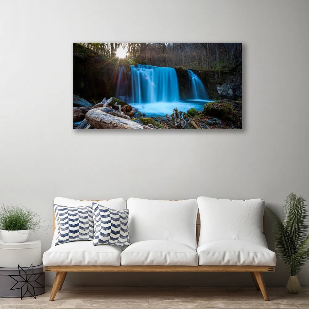 Obraz na plátně Slunce Vodopád Příroda 120x60 cm