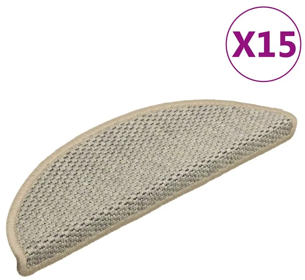 Samolepicí nášlapy na schody sisal 15ks 56x17x3cm světle zelené 326863